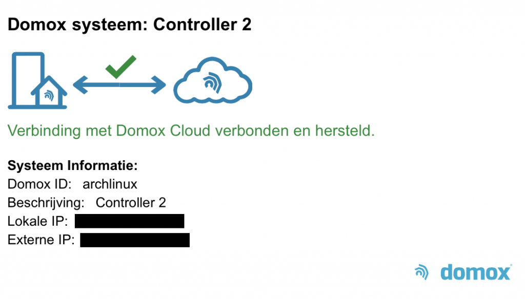 Email notificaties als Domox controller offline is - Domox